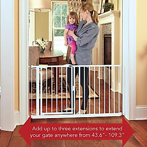 North States 5-Bar Extension for Auto-Close Baby Gate: Add extension for a gate up to 52.75" wide (Adds 14" width, Soft White)