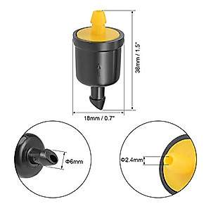 uxcell Pressure Compensating Dripper 5 GPH 20L/H Emitter for Garden Lawn Drip Irrigation with Barbed Hose Connector Plastic Yellow 50pcs