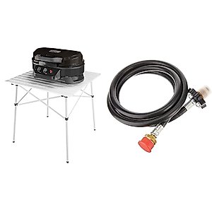 Coleman RoadTrip 225 Portable Tabletop Propane Grill + Coleman High-Pressure Propane Hose and Adapter Bundle