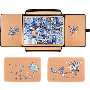1500 Pieces Jigsaw Puzzle Board, Portable Puzzle Board, Jigsaw Puzzle Table Board, Puzzle Keeper Puzzle Caddy with Sorting Trays & Detachable Board,Non-Slip Surface
