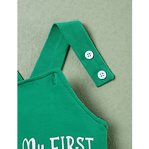 Baby Boy My First St Patricks Day Outfits Bow Gentleman Striped Top Lucky Clover Overalls Set 3PC 3-6 Months