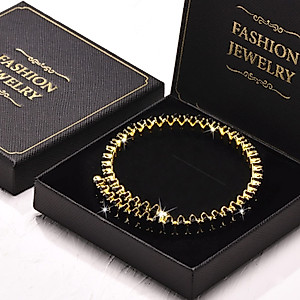 Cuff Tennis Bracelets for Women - Adjustable 8mm Cubic Zirconia Dainty Classic Tennis Bracelet Fashion Jewelry Wedding Party Birthday Gift for Her Girlfriend Mom Wife Daughter Size 6.0-8.5 Inch