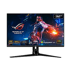 ASUS ROG Swift PG32UQ 32” 4K HDR 144Hz DSC HDMI 2.1 Gaming Monitor, UHD (3840 x 2160), IPS, 1ms, G-SYNC Compatible, Extreme Low Motion Blur Sync, Eye Care, DisplayPort, USB, DisplayHDR 600
