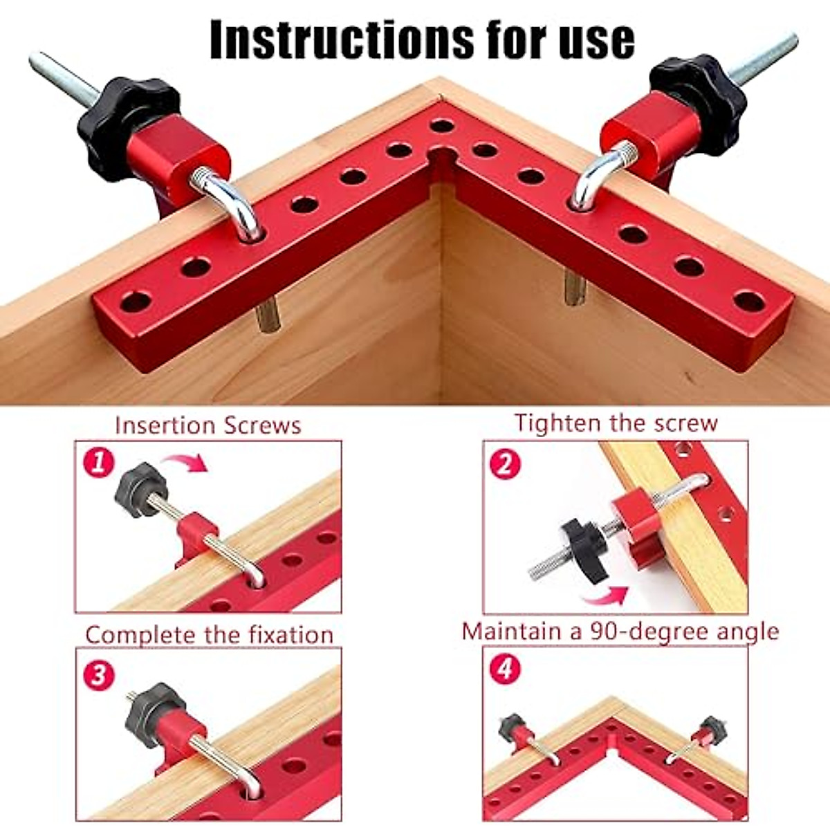W B D WEIBIDA 90 Degree Clamps For Woodworking, Positioning Squares Right Angle Clamps 2 Pack, 5.5" X 5.5" (140 x 140mm) Aluminum Alloy Corner Clamps Tools For Cabinets, Picture Frame, Drawers