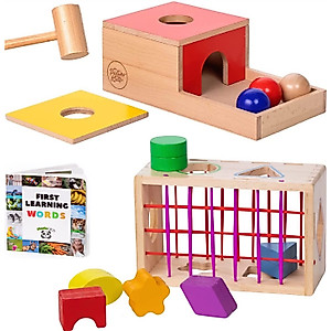 Pidoko Kids Montessori Toys for 1 Year Old - Wooden Object Permanence Box - Shape Sorter Toys for Toddlers 1-3 | Sensory, Learning & Developmental Baby Toys 12-18 Months - 1st Birthday Gifts Boy Girl
