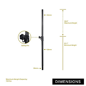 Sound Town 2-Pack Subwoofer Speaker Poles with Adjustable Height and Safety Pins (STSDA-50B)