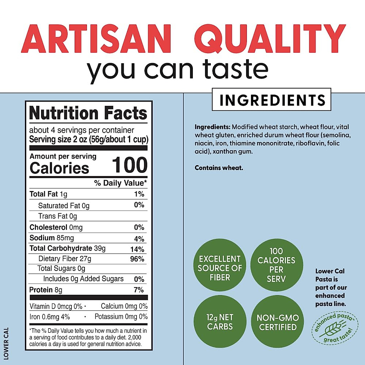 Pastabilities, Lower Calorie Pasta, Ruffles Pasta (8 oz, Pack of 2) Low Calorie Pasta, 100 Calories Per Serving, 12g Net Carbs, Low Carb Pasta