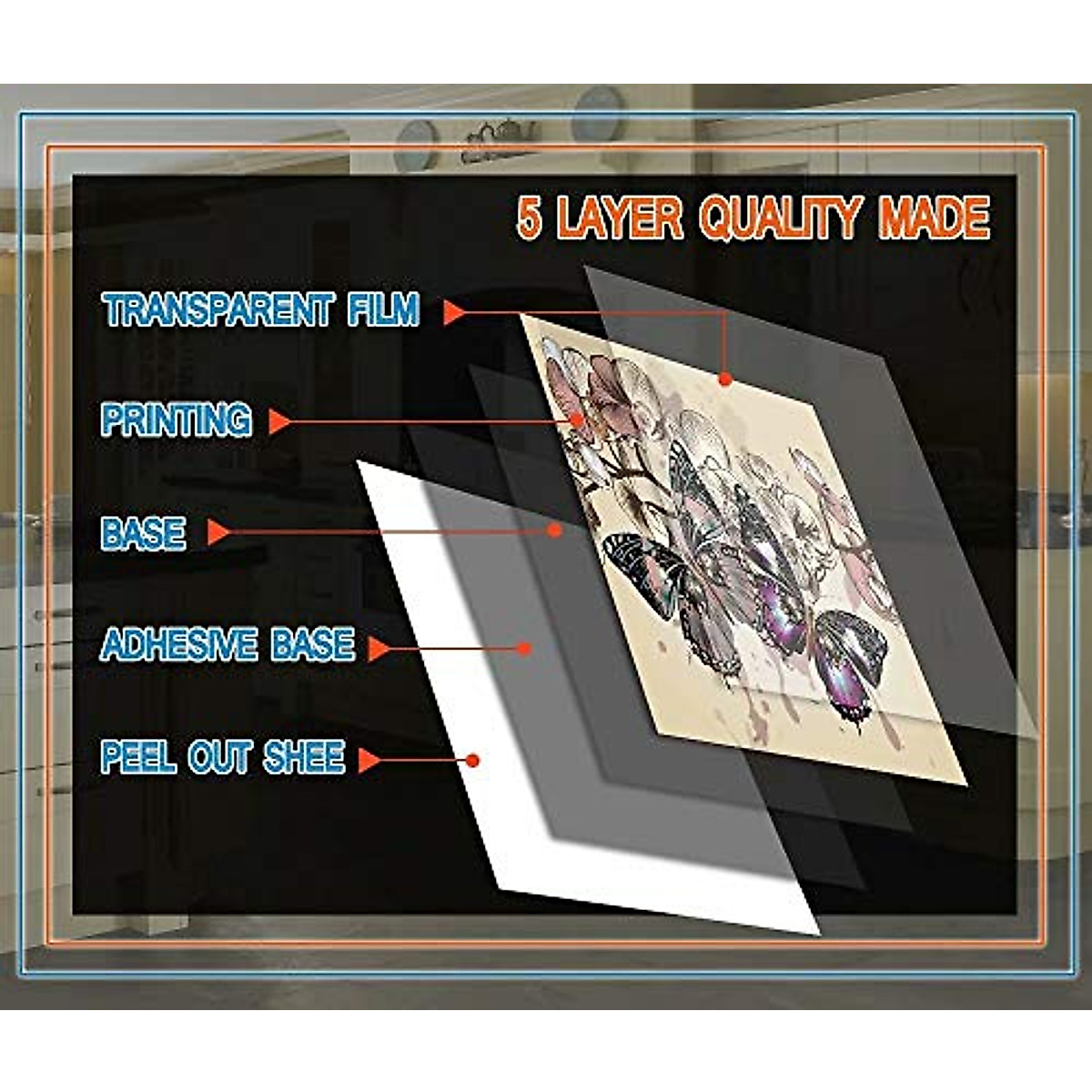 Tup Simple Pattern of Butterflies and Flowers Refrigerator Magnets Dishwasher Door Cover Vinyl Magnetic Panel Decal Home Decor 23 W x 26 H