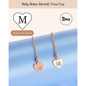 OriJoy Letter Charm Accessories for Stanley Cup, 2PCS Name ID Letter Handle Charm for Stanley/Simple Modern Tumbler, Heart Shape Initial Identification Pendant（M）