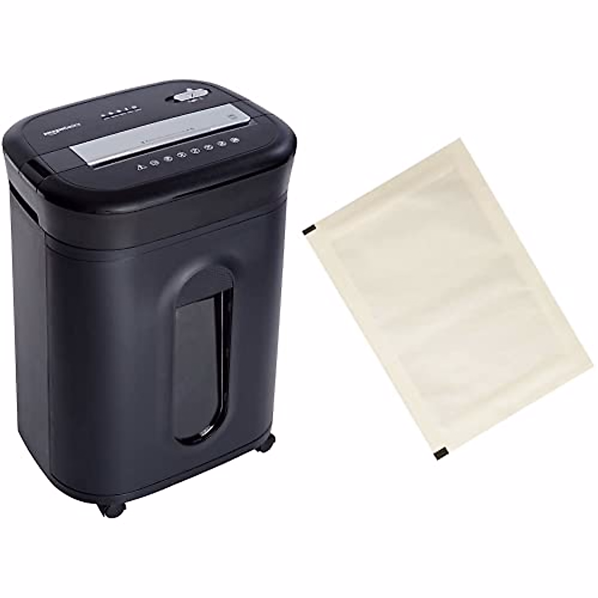 Amazon Basics 15-Sheet Cross-Cut Paper/ CD/ Credit Card Shredder & SP12A Shredder Sharpening & Lubricant Sheets - Pack of 12
