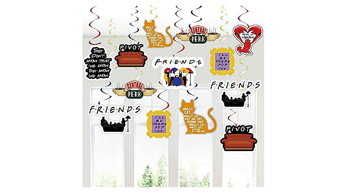 Friends TV Show Party Decorations - 30Pc Hanging Swirls & Cutouts
