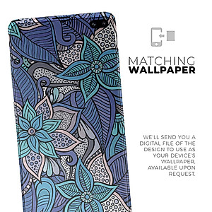 DesignSkinz Floral Blues Protective Vinyl Decal Wrap Skin Cover Compatible with The Samsung Galaxy S20 (Screen Trim & Back Glass Skin)