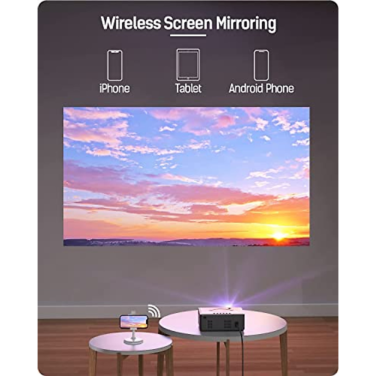 HISION 5G WiFi Bluetooth Projector Native 1080P Movie Projector 4K Support Oudoor Mini Projector for iPhone Home LED TV Projector Compatible with TV Stick Laptop Tablet PC HDMI USB TF DVD