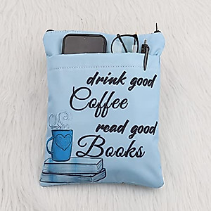 Gzrlyf Coffee Book Sleeve Drink Good Coffee Read Good Books Zipper Pouch Coffee Lover Gift Book Protector Sleeve Reader Gift (Drink Coffee Read Books)