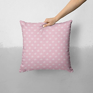 iiRov Micro White Crowns Over Pink - Custom Decorative Home Decor Indoor or Outdoor Throw Pillow Cover Plus Cushion Set for Sofa, Bed or Couch (Pillow CASE Cover Plus Cushion)
