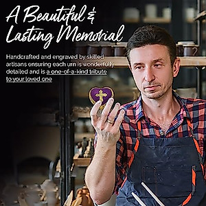 Purple Heart Urn Keepsake - Small Heart Cremation Urn with Stand & Box - Purple Urn - Small Urn for Human Ashes - Honor Your Loved One with Heart shaped Urn Keepsake - Perfect Mini Urn for Men & Women