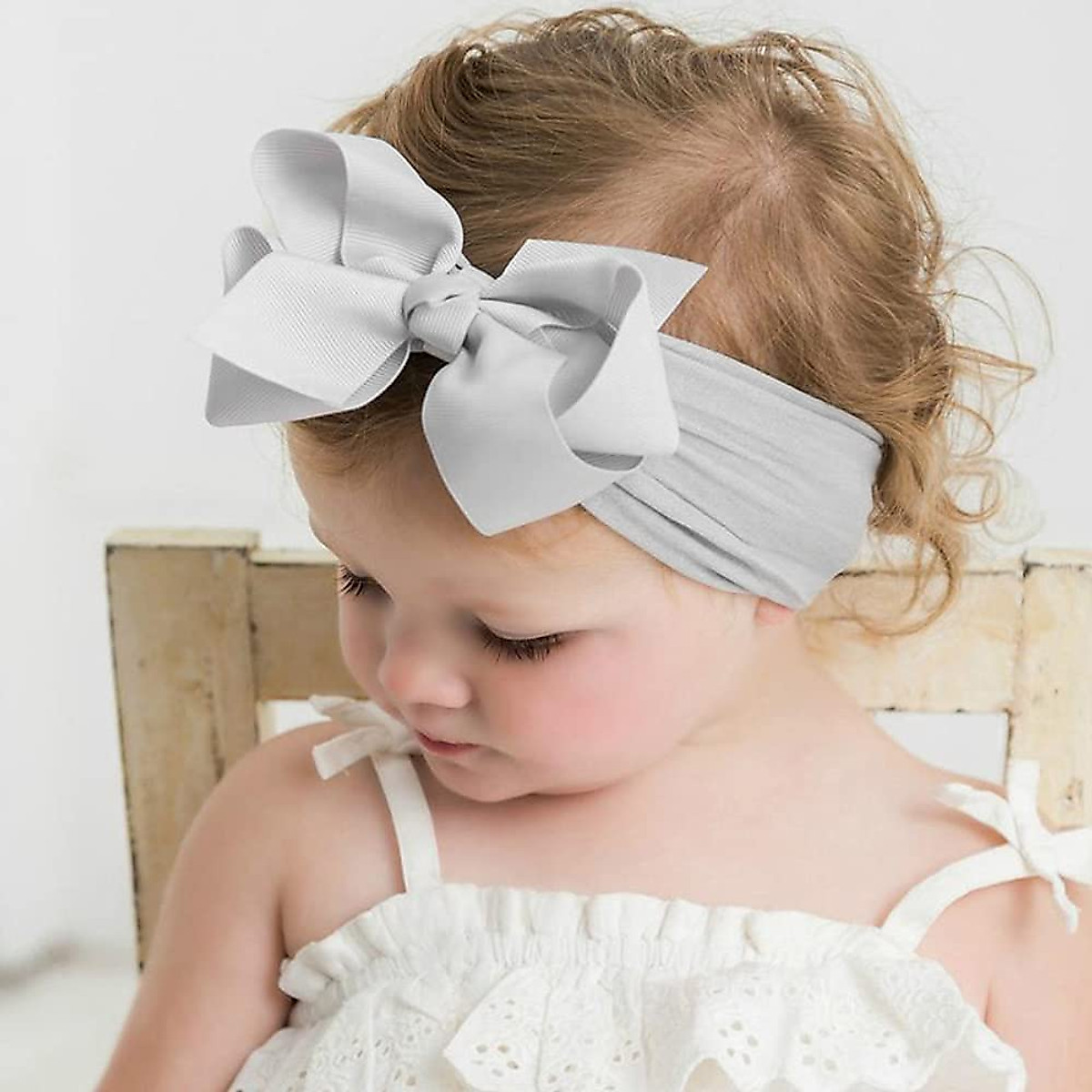 22 PCS Baby Girls Headbands Grosgrain Ribbon Big Hair Bows Elastic Soft Nylon Hairbands Accessories for Newborn Infant Toddler Kids Handmade