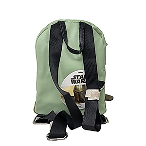 U.P.D., Inc. Star Wars The Child with Yoda Ears Mini Deluxe Backpack - Leather Bag with Front Pocket and Keychain, Perfect Backpack for Teens and Kids - 10 Inch