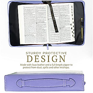 Divinity Boutique Bible Case - X-Large Bible Cover for Women and Girls- Faux Leather Zippered Bag with Ecc. 3:11 - Fits Books up to 10” x 7.5” x 1.5”