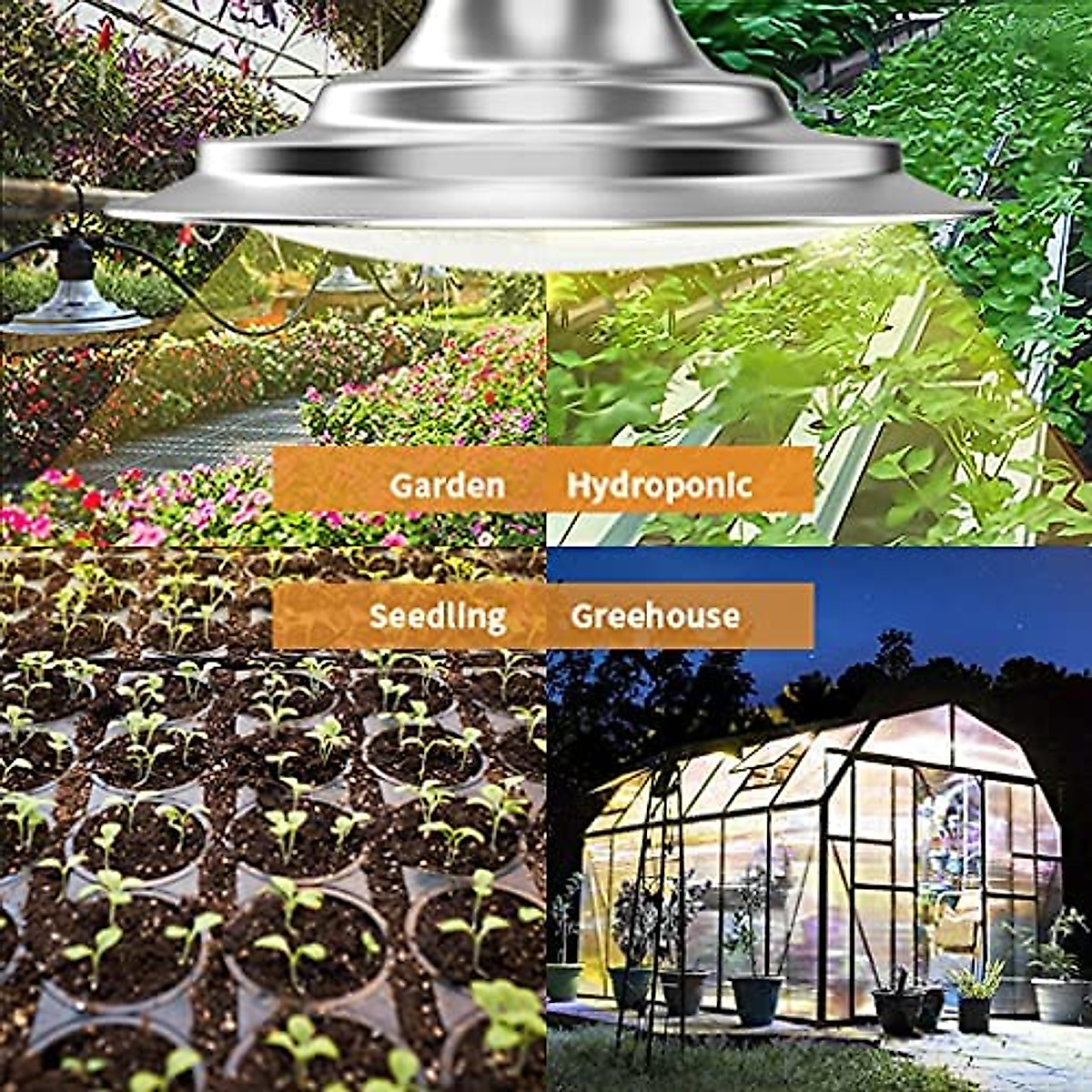 Espird Outdoor LED Grow Lights for Greenhouse Waterproof String Grow Light, Full Spectrum LED Plant Grow Light Lamp, Waterproof Greenhouse Grow Lights for Seedling, Veg, Flower (6-Bulbs)
