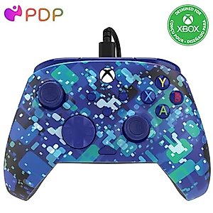 PDP Gaming REMATCH Enhanced Wired Controller Licensed for Xbox Series X|S/Xbox One/PC/Windows, Mappable Back Buttons, Advanced Customizable App - Digital Glitch Blue