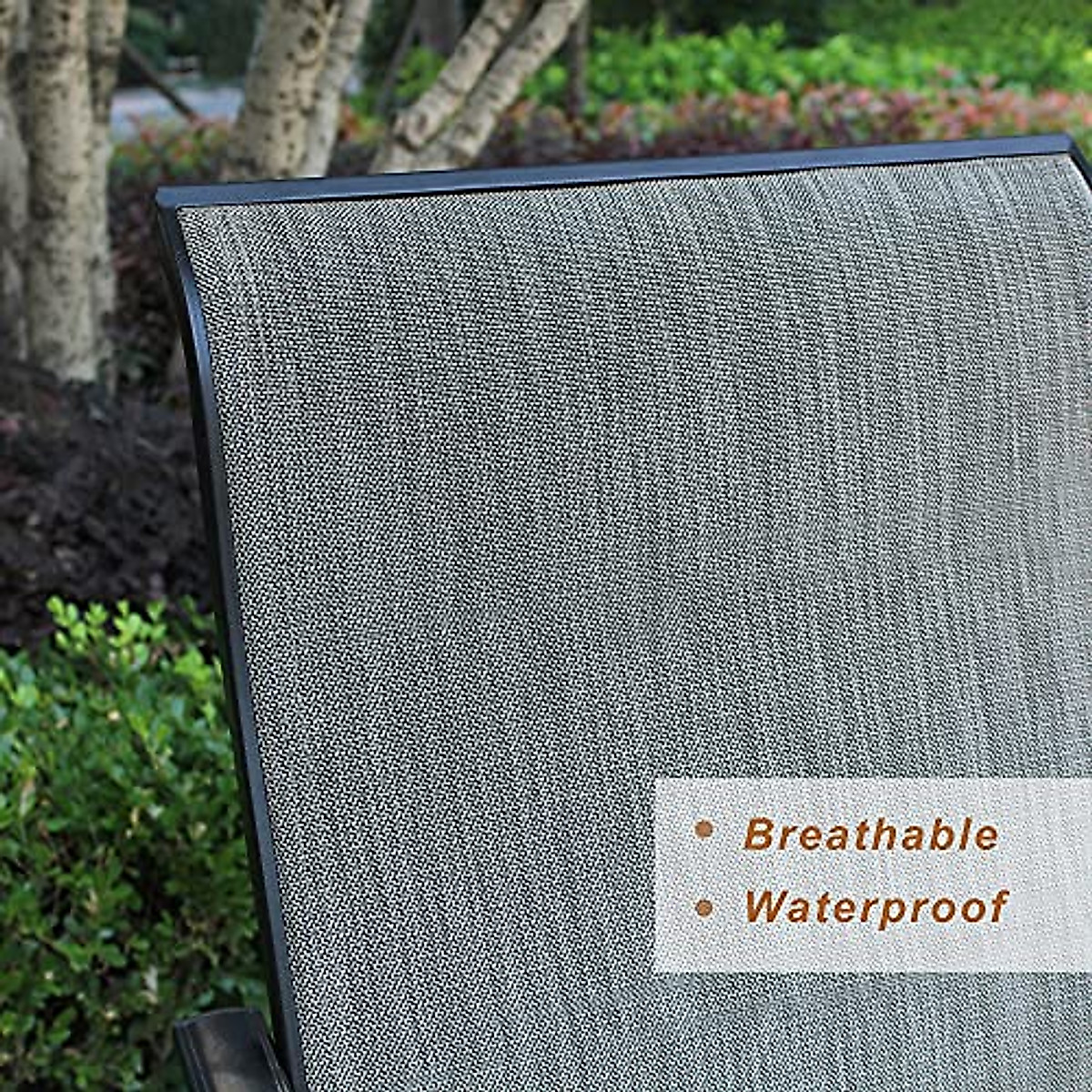 Bigroof Patio Swivel Chairs Metal Mesh Dining Chairs Set of 2 with Textilene Fabric, Outdoor Garden Backyard Lawn Furniture Rocker Chair, Grey