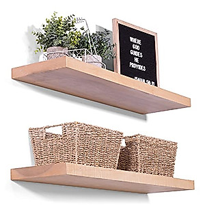 DAKODA LOVE Floating Shelves | Solid Maple | Premium Craftsman Quality | Heavy Duty Hidden Bracket | Set of 2 (Natural, 36" L x 6" D)