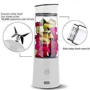 MXJCC Portable Blender, Personal Size Blender Shakes and Smoothies, Mini Juicer Cup USB Rechargeable, Handheld Travel Blender Fruit Mixer (Color : Blue)