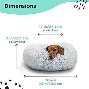 Best Friends by Sheri The Original Calming Donut Cat and Dog Bed in Shag Fur Frost, Small 23x23