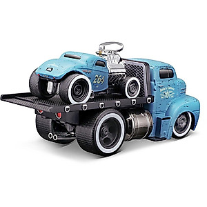 1950 COE Flatbed Truck & 1933 3W Coupe #264 Matt Light Blue w/Graphics (Weathered) Pablo's Customs 1/64 Diecast Model Cars by Muscle Machines 11533