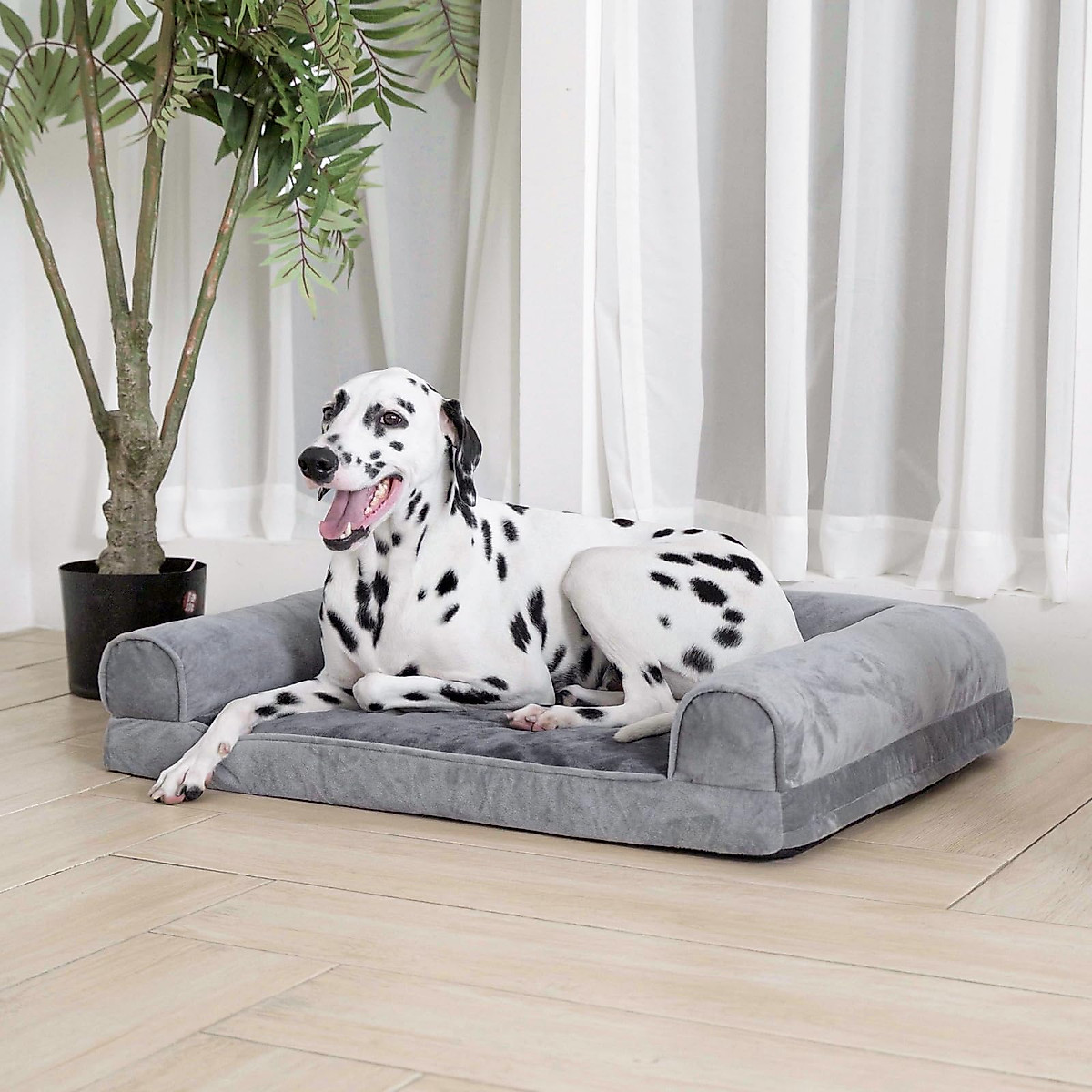 Sivomens Orthopedic Dog Bed for Large Dogs, Thick Egg-Crate Bolster Dog Bed with Sides, Removable Washable Cover and Nonskid Bottom Pet Sofa beds for Comfortable Sleep