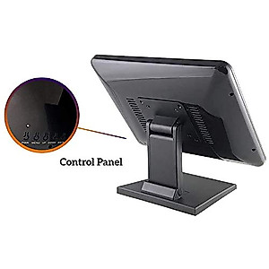 15-Inch Capacitive LED Backlit Multi-Touch Monitor, True Flat Seamless Design Touchscreen with Metal POS Stand, for Office, POS, Retail, Restaurant, Bar, Gym, Warehouse