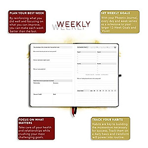 The Phoenix Journal - Best Daily Goal Planner, Organizer, & Calendar for Goal Setting, Gratitude, Happiness, & Productivity - Vision Board & Habit Tracking - 12 Weeks, Undated, Hardcover (Sapphire)