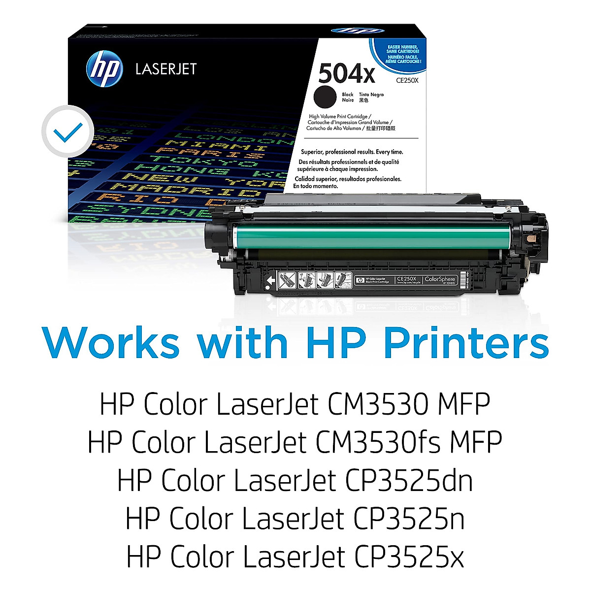 Original HP 504X Black High-yield Toner Cartridge | Works with HP Color LaserJet CM3530, CP3525 Series | CE250X