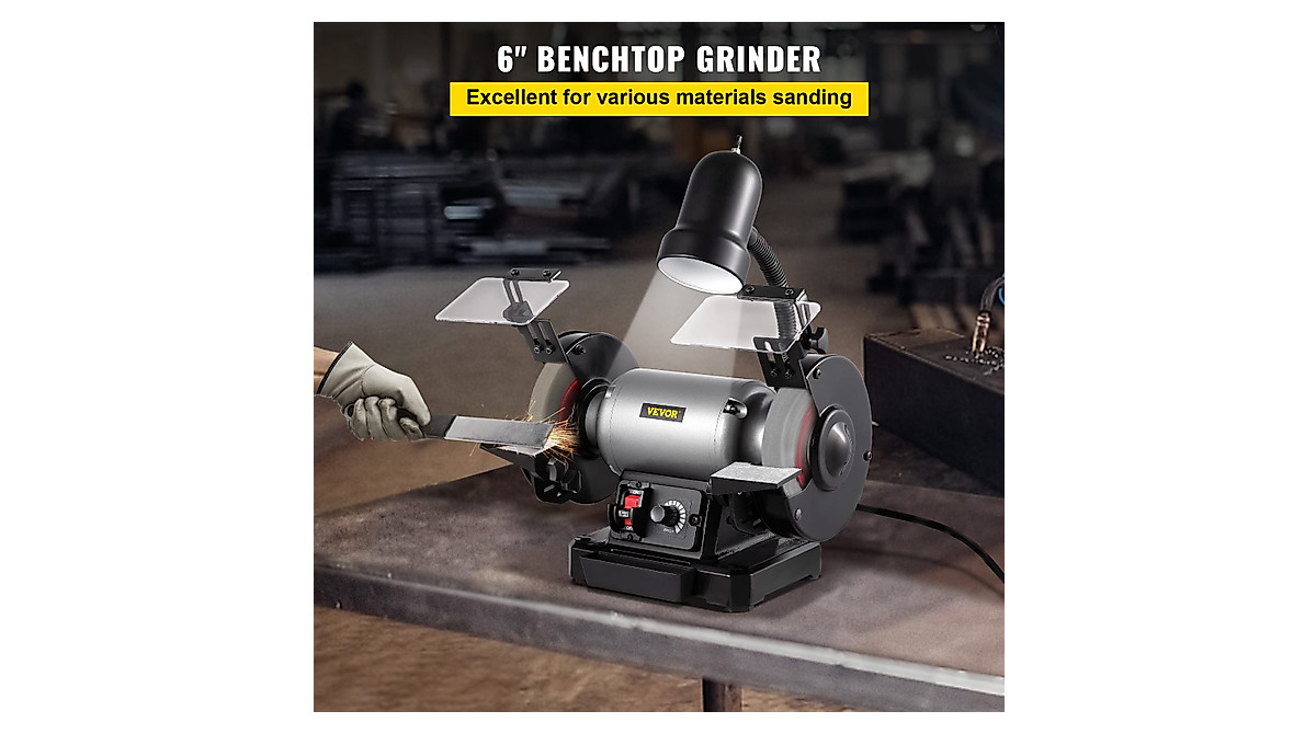 VEVOR 6" Bench Grinder - Variable Speed, 250W Efficiency