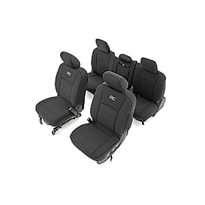 Rough Country Neoprene Seat Covers for Dodge Ram 1500 (2019-2024) - UV & Water Resistant Ram Seat Covers, Foam Padded Seat Covers for Trucks Full Set - Front & Rear Seat Covers