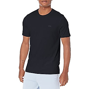 BOSS mens Small Logo Cotton Crewneck T shirt T Shirt, Basic Navy, Medium US