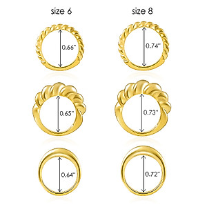 LANE WOODS Chunky Ring Set: 14k Gold Plated Croissant Braided Twisted Dome Ring Jewelry for Women Men