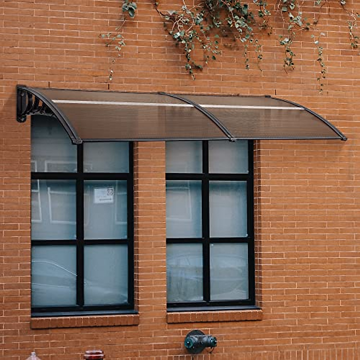 Mcombo 40"X80" Window Awning Outdoor Polycarbonate Front Door Patio Cover Garden Canopy 6055-4080(Dark Brown)