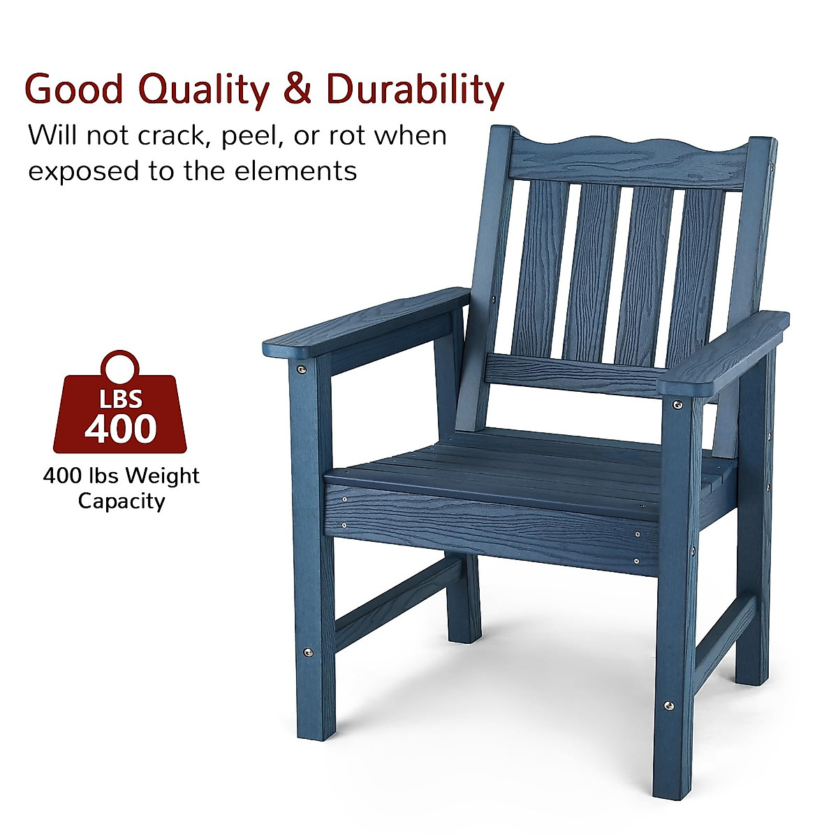 Stoog Oversized Patio Bench & Chairs Set, All-Weather Outdoor Furniture Set, Include 2 Patio Chairs and 1 Patio Bench, for Porch, Backyard, Lawn, Pool and Deck, Blue