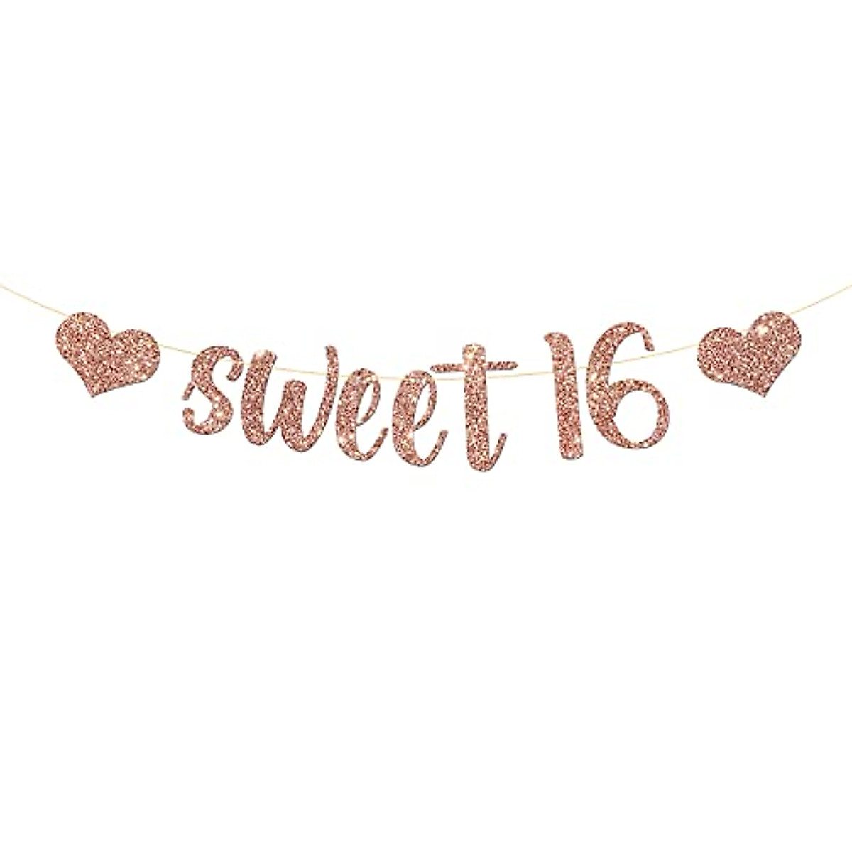 MonMon & Craft Sweet 16 Banner / Happy 16th Birthday Party Decorations / Sweet 16th Wedding Anniversary / Cheers to 16 Years Party Supplies Rose Gold