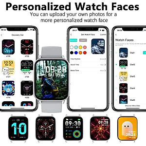 Smart Watch (Answer/Make Call),1.9"Smartwatch Fitness Tracker for Android and iOS Phones with Heart Rate Sleep Tracking, Multi Sport Modes, Blood Oxygen,Ai Voice Control,Fitness Watch for Women Men