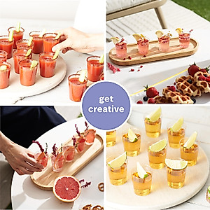 MATANA 200 Gold Glitter Shot Glasses 2oz - Elegant Clear Plastic Party Cups Tumblers for Wine Tasting, Food Sample, Dessert, Cocktail, Jello for Wedding, Reception, Girls' Parties, Birthday & Events