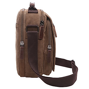 mygreen Vertical Canvas Messenger Bag, Unisex Casual leather Shoulder Bag Satchel Crossbody Bag for Outdoor Activities, Travel