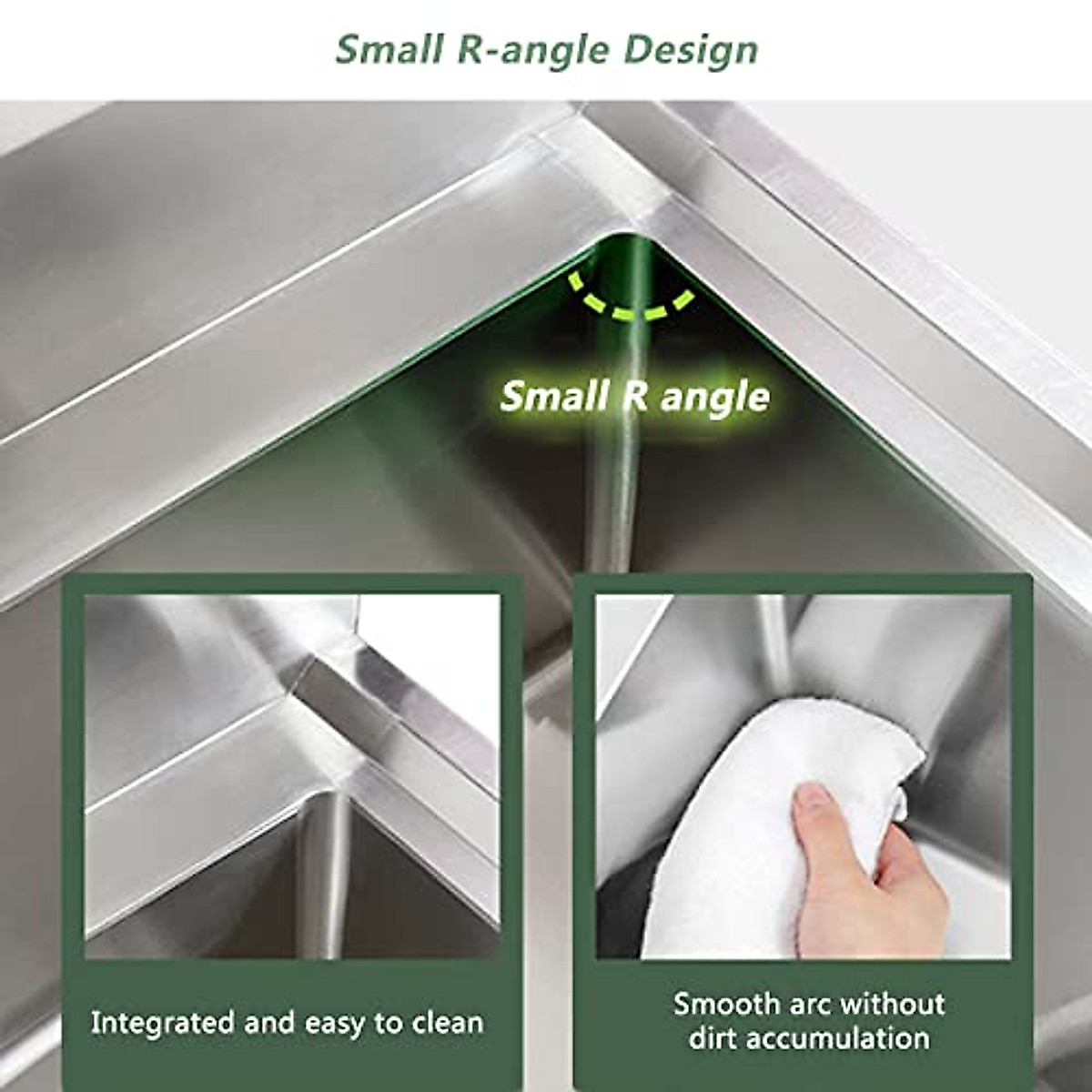 Freestanding Stainless Steel Sink, Utility Sink,1 Compartment Commercial Kitchen Sink,Kitchen Sink Industrial Sink,Commercial Sink Industrial Sink(40in)