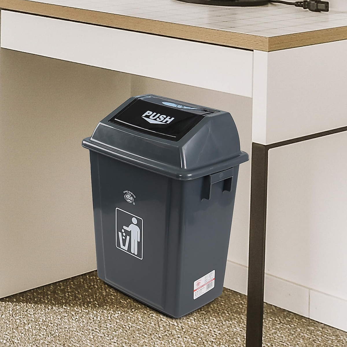 AnnkkyUS 6 Gallon Plastic Garbage Cans with Swing Lid, 4 Pack Grey Plastic Trash Can