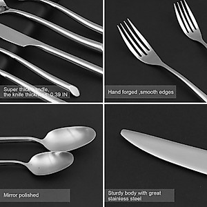 QUEARI Wave 20-Piece Silverware Set, Forged Stainless Steel Flatware Set, Cutlery Set Mirror Polished, Dishwasher Safe, Service for 4