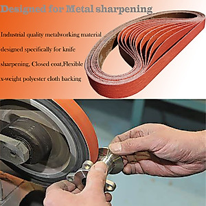 Tonmp 6 Pack 2 x 72 Inch Metal Grinding Ceramic Sanding Belts Kit -1 Pcs Each of 36 40 60 80 100 and 120 Grits Premium Sharpening Sander Belts (2x72 Inch)