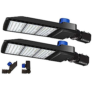 LEDMO 300W LED Parking Lot Light 36000LM 5000K Adjustable Slip Fit Mount Security Light with Dusk-to-Dawn Photocell IP65 Waterproof LED Stadium Flood Light for Garage, Yard, Street 2 Pack