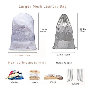 Meowoo Large Mesh Laundry Bag, 27×36inch Heavy Duty Mesh Laundry Bags Drawstring Lockable, Laundry Hamper Liner, Machine Washable, for Travel,Storage, Sports Factories, Dorms, White 1pcs
